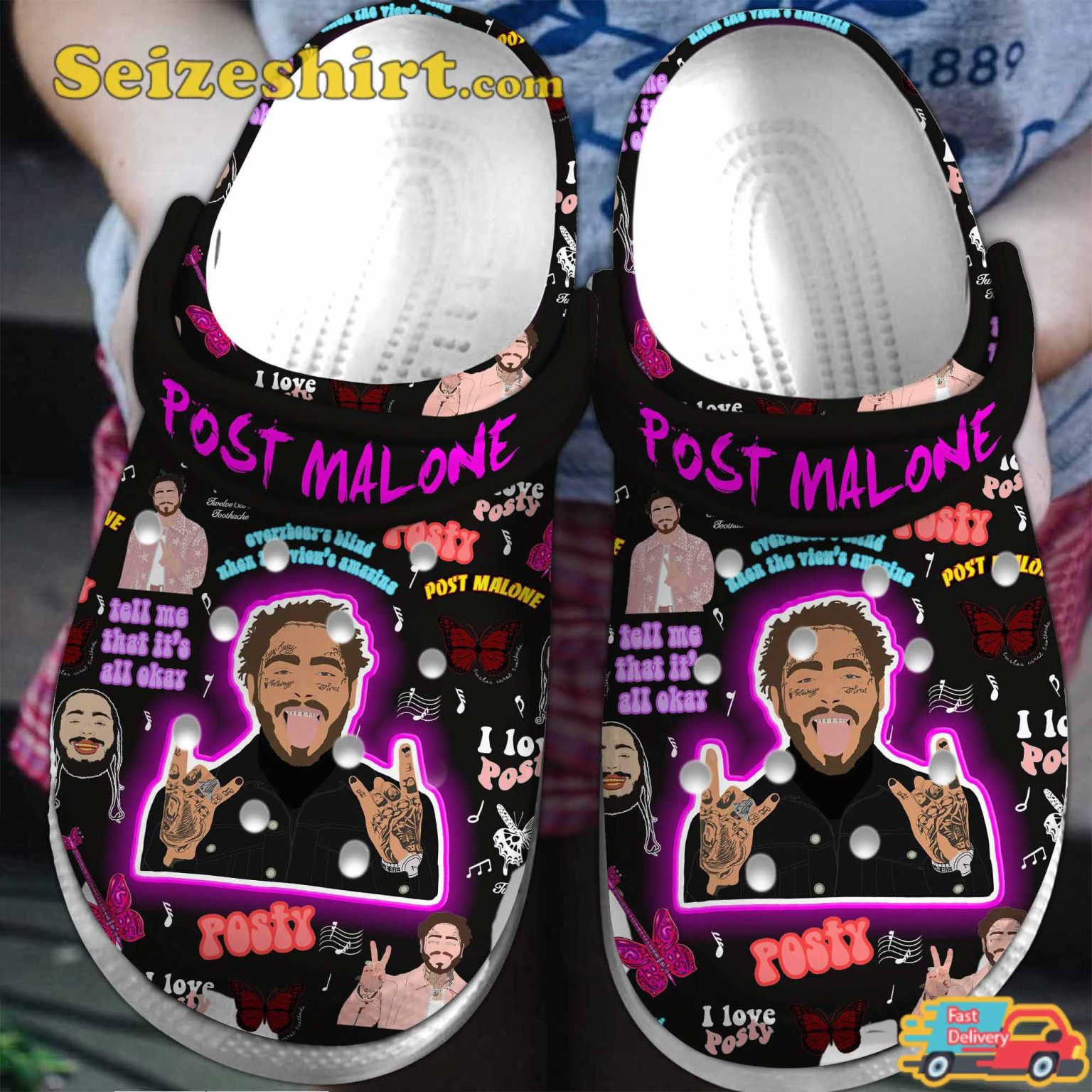 Post Malone White Iverson Inspired Comfort Clogs