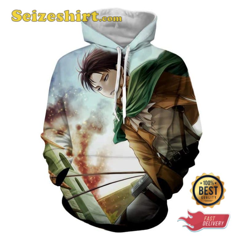 Levi Ackerman Hoodie Design Fire Burning Chapel Ash Hoodie, 3D Shirts