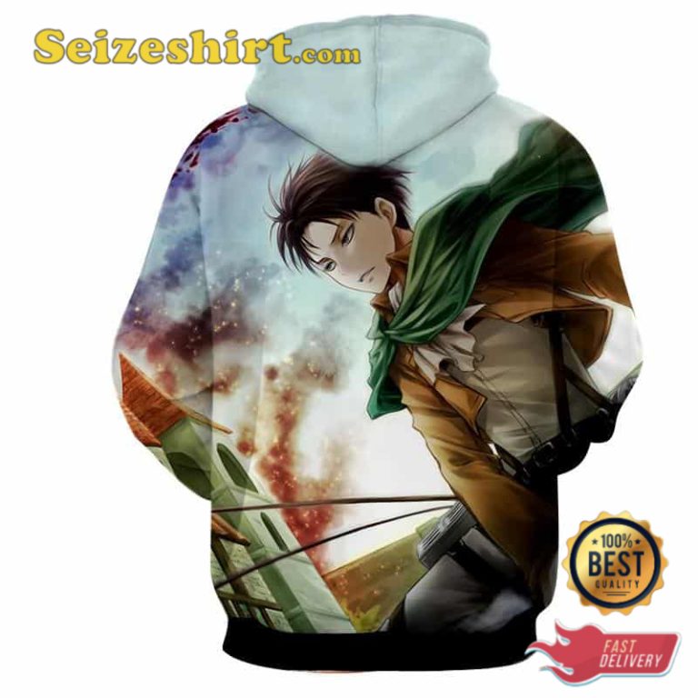 Levi Ackerman Hoodie Design Fire Burning Chapel Ash Hoodie, 3D Shirts