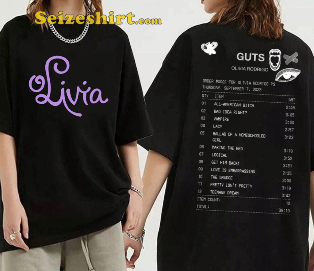 Olivia Rodrigo GUTS Tracklist Shirt
